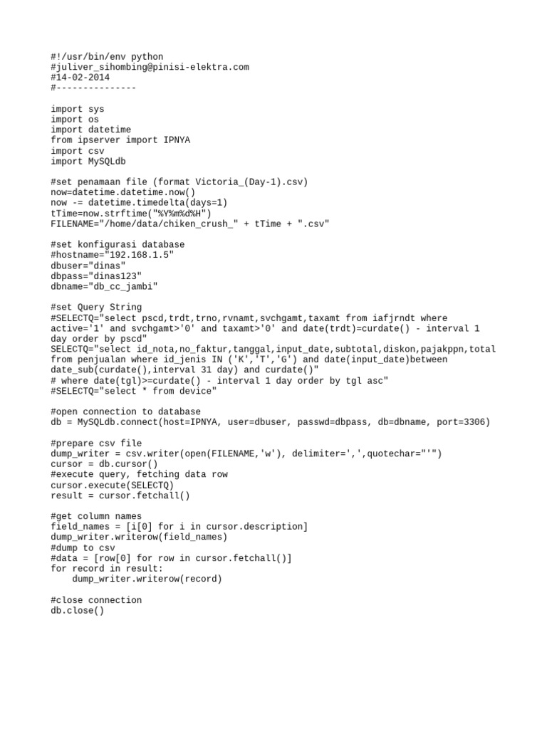 Daily Sales Data Export Script | PDF
