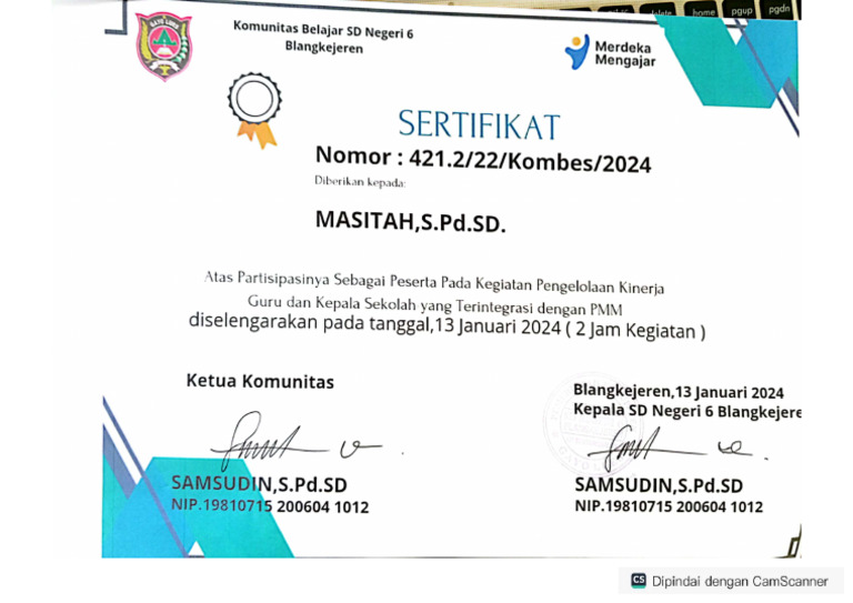 Sertifikat Masitah 3 | PDF