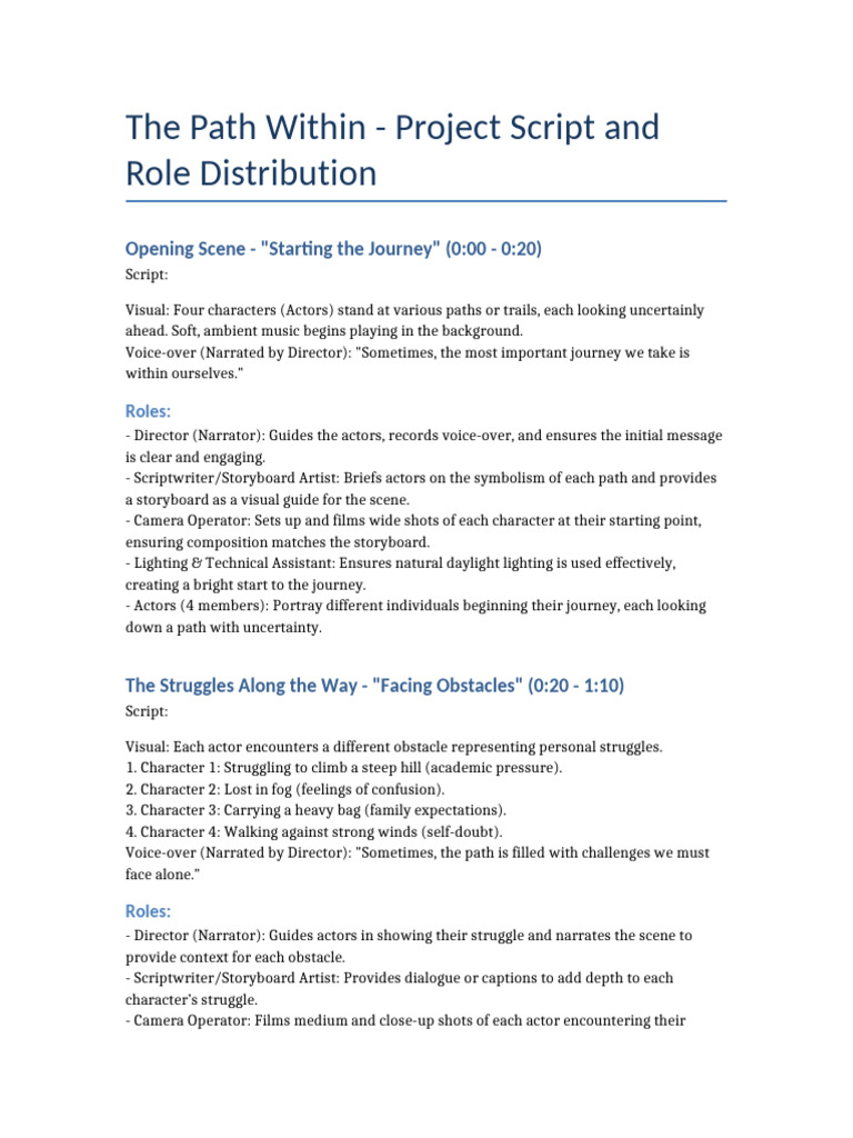 The Path Within Project Script and Role Distribution | PDF | Voice Over