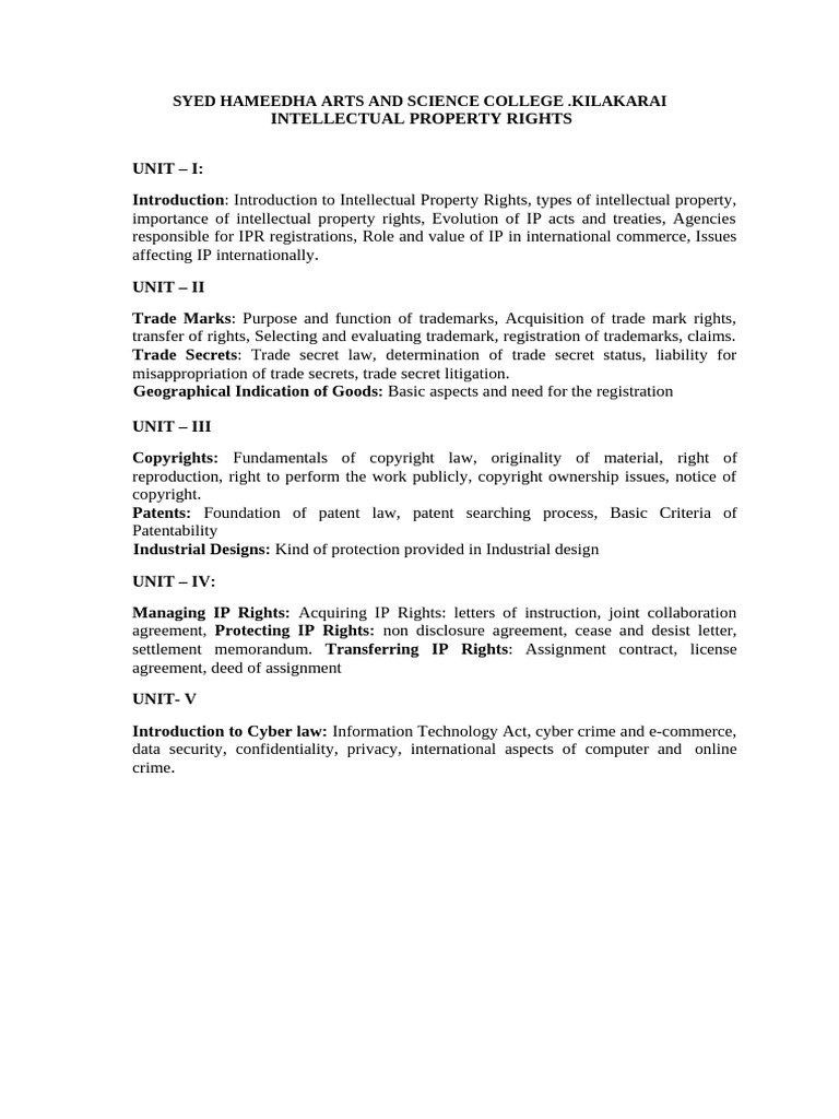 Ipr - II Bba SH 24 Even 21.11.24 | PDF | Intellectual Property | Trade Secret
