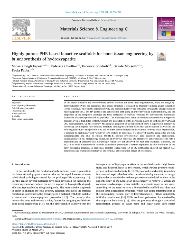 Highly Porous PHB-based Bioactive Scaffolds For Bone Tissue Engineering ...