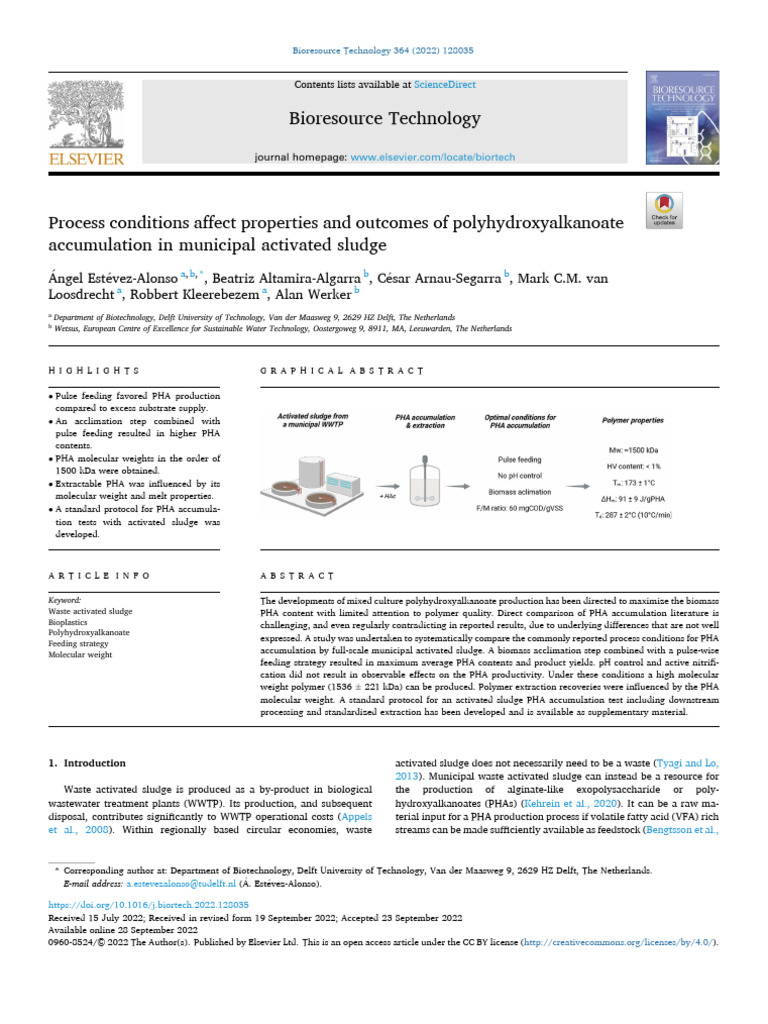 Process Conditions Affect Properties and Outcomes of Polyhydroxyalkanoate | PDF | Pyrolysis ...