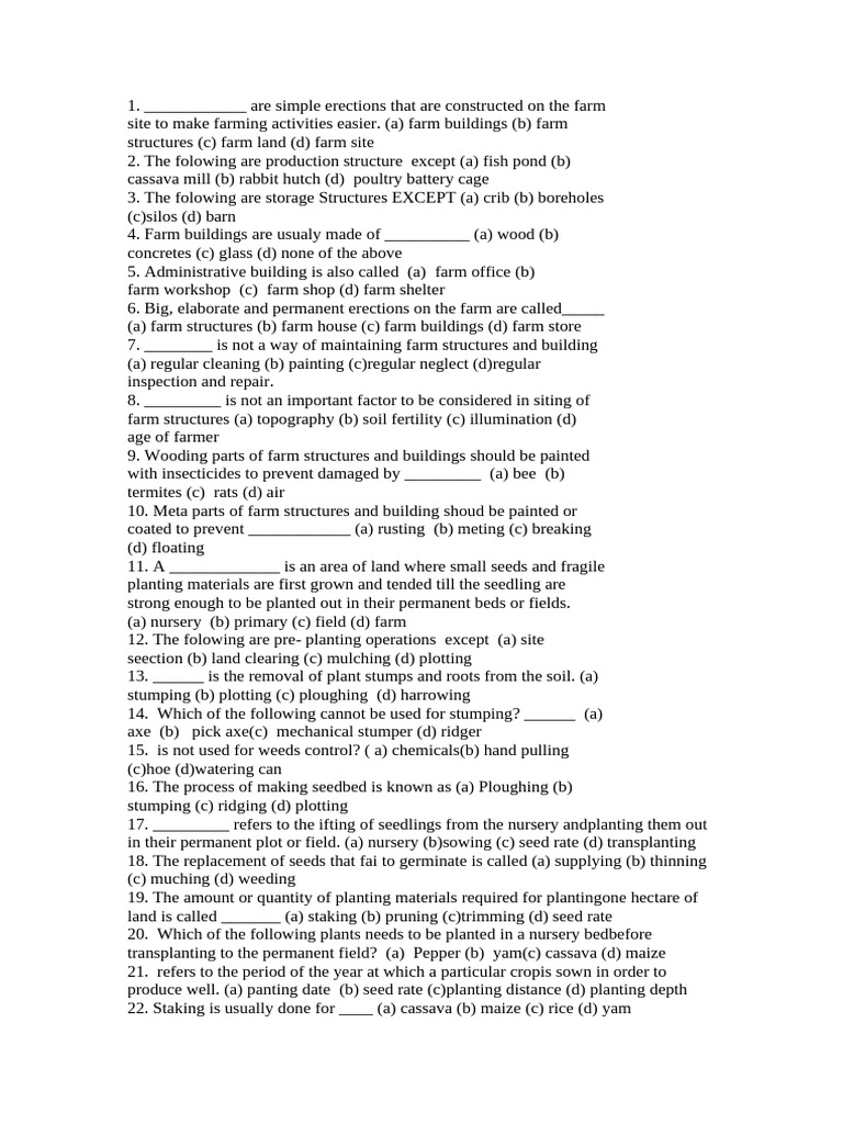 Agricultural Science jss2 | PDF | Agriculture | Sowing