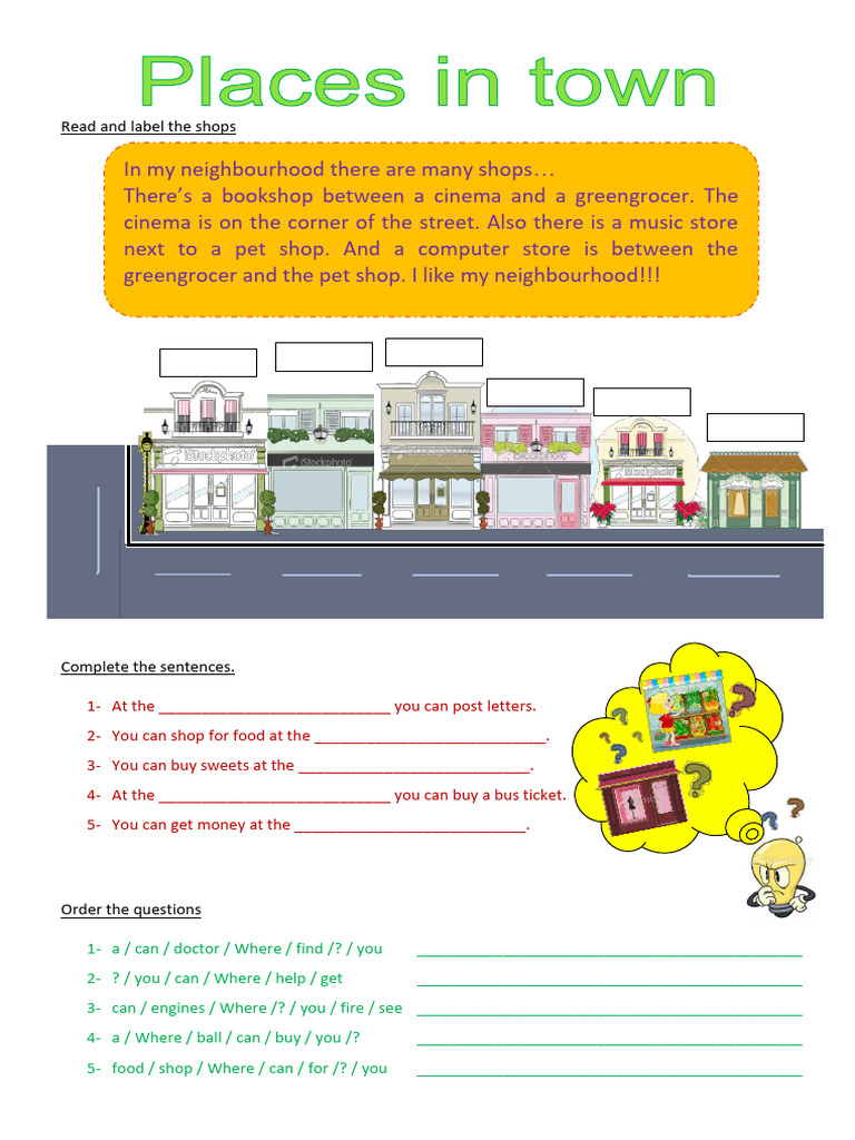 Shops in Town Fun Activities Games Grammar Drills Tests 571 | PDF ...