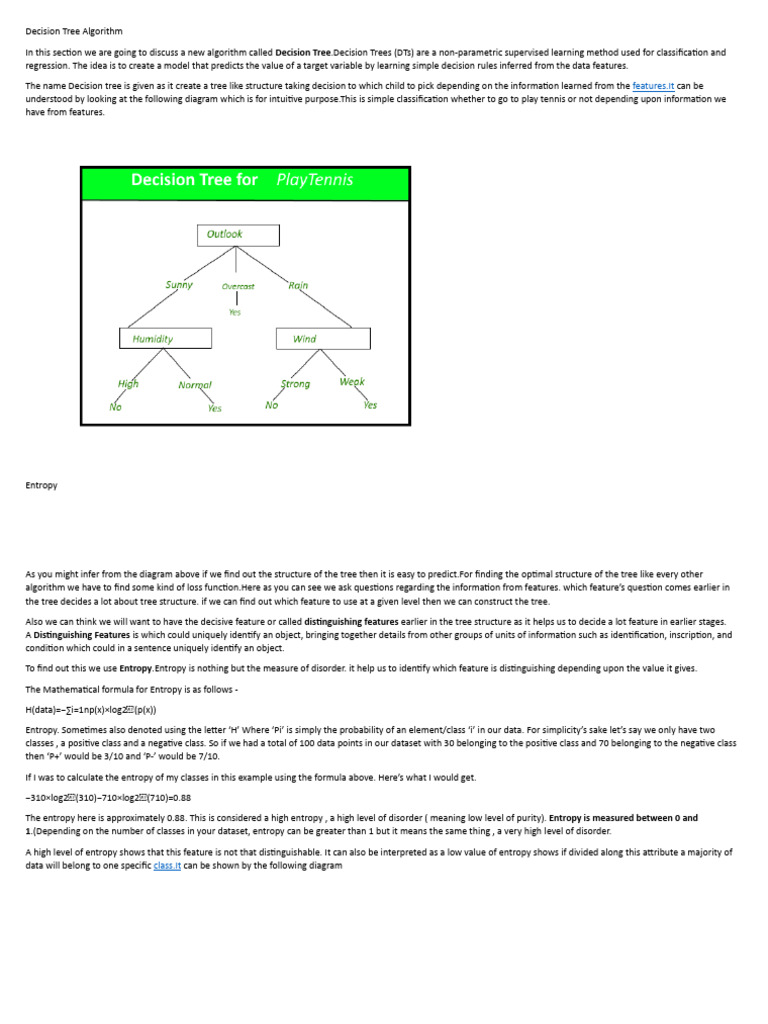Decision Tree Algorithm | PDF | Applied Mathematics | Theoretical ... Decision Tree Algorithm | PDF | Applied Mathematics | Theoretical ...