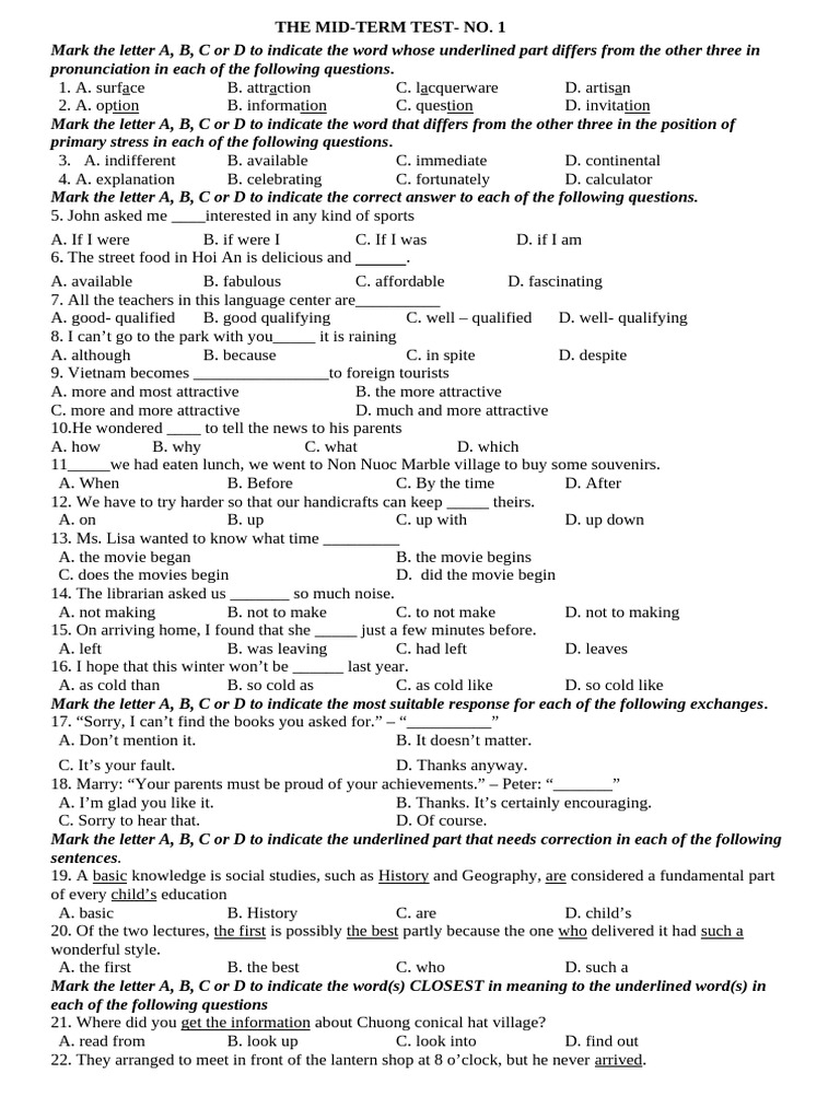 Mid-term test 1 | PDF | Homework