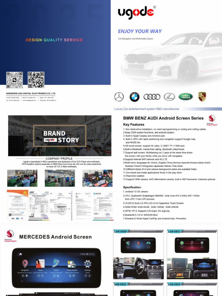 Ugode Catalogue 2025 Android BBA Screen Carplay Cluster | PDF