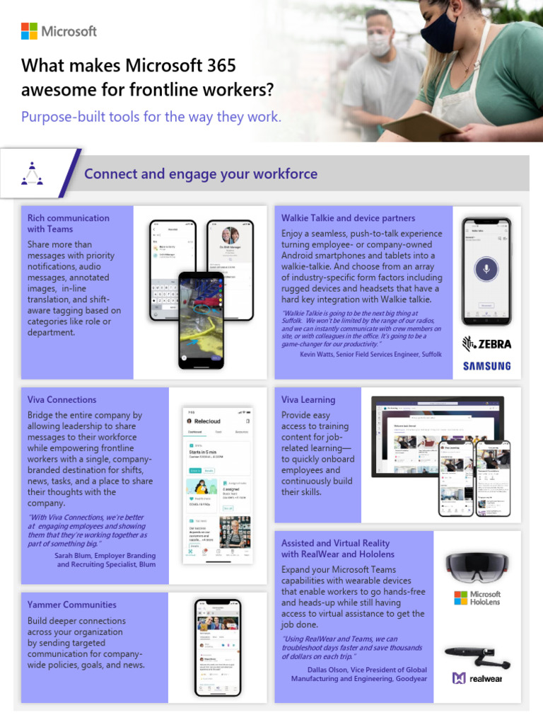 One-Pager of M365 For Frontline Solution Overview | PDF | Microsoft | Mobile App