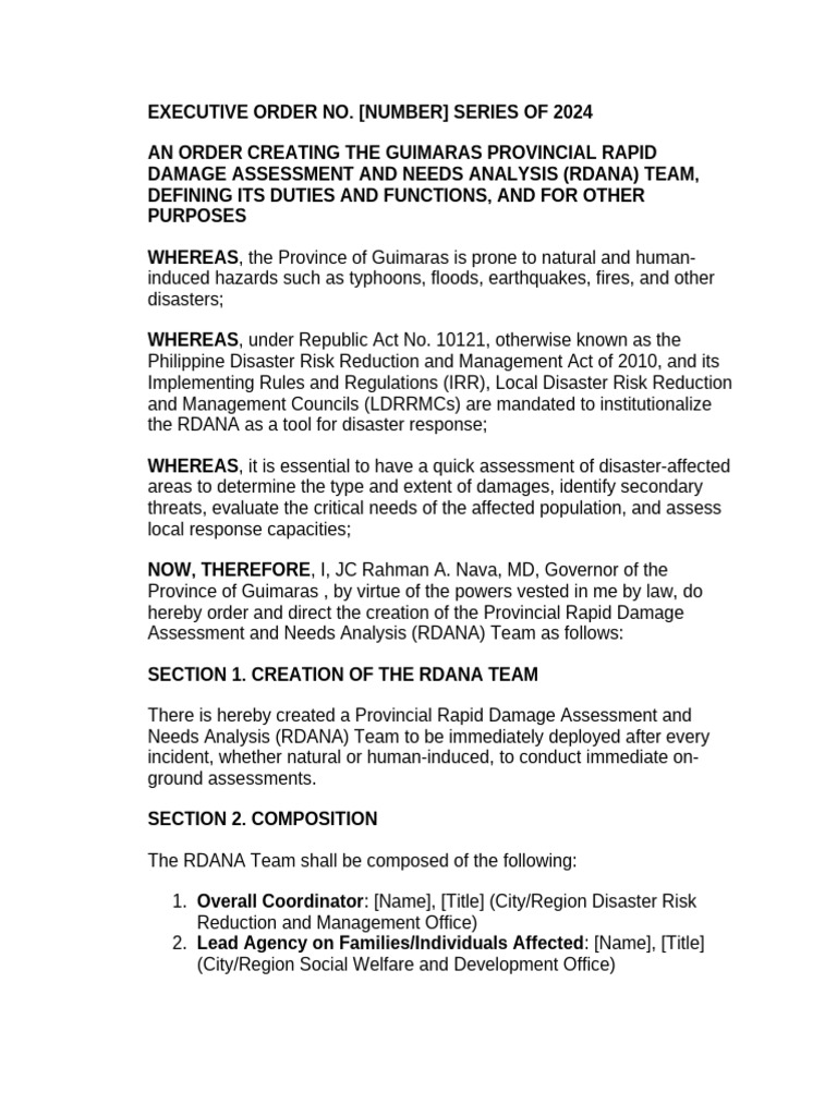Guimaras RDANA Team Formation | PDF | Risk Management | Risk