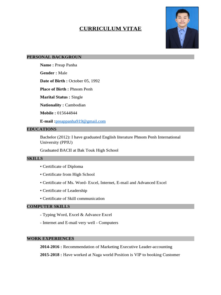 Curriculum Vitae Panha | PDF | English Language