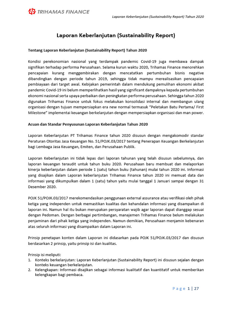 Laporan-Keberlanjutan-2020-Trihamas-Finance-FINAL-1 | PDF
