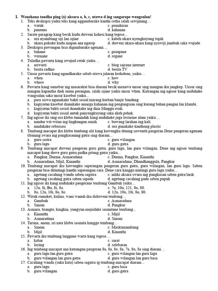 SAS 1 Kelas VI - BJAWA | PDF