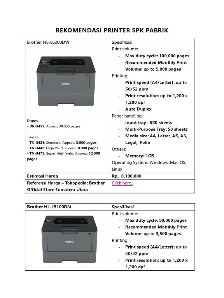 REKOMENDASI PRINTER SPK PABRIK Rev.2 | PDF | Printer (Computing) | Software