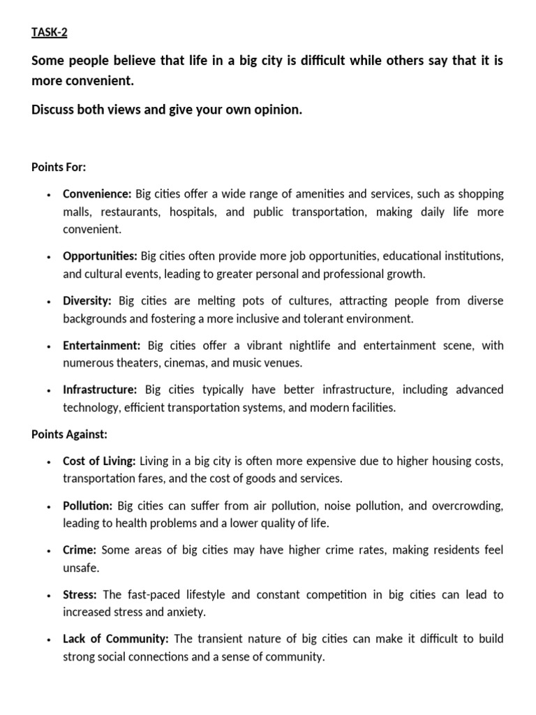 City Life Difficult Discuss Opinion | PDF
