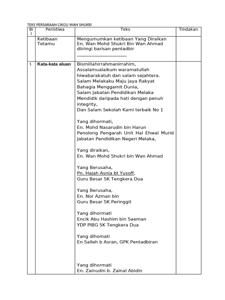 Teks Persaraan CG Wan Shukri | PDF