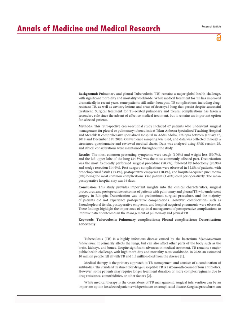 Surgical Management of Complications of Pulmonary and Pleural ...