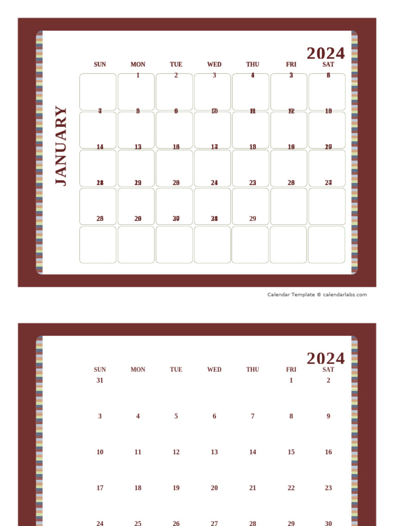 2024 Blank Calendar Template Large Boxes 19 | PDF