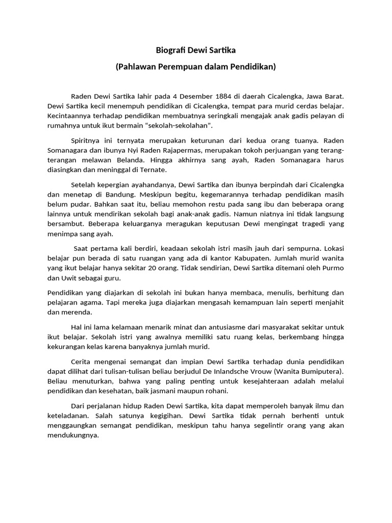 Biografi Dewi Sartika | PDF