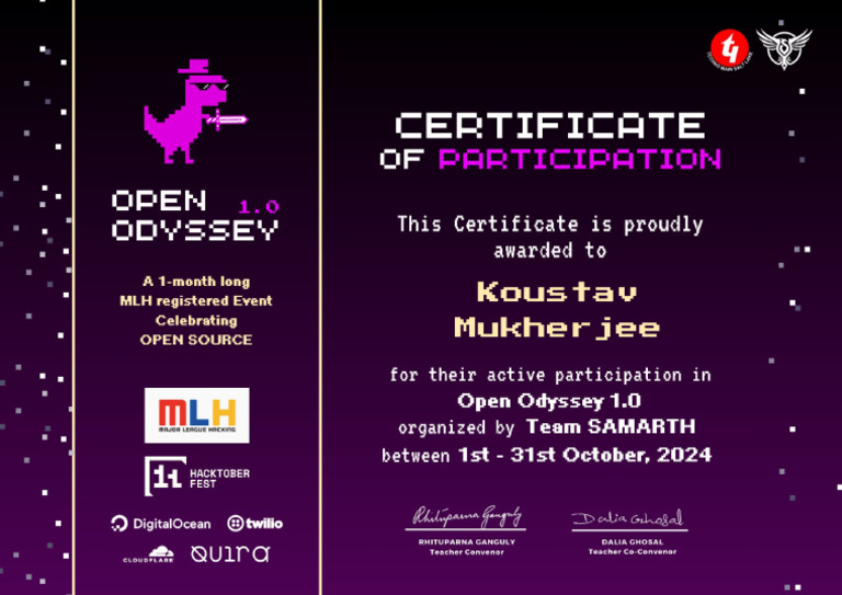 Open odyssey certificate | PDF