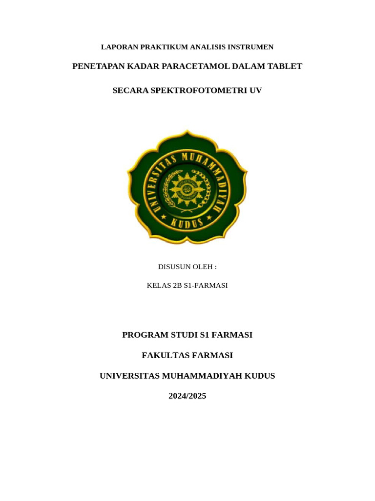 Penetapan Kadar - Paracetamol - Kelas - 2B - Farmasi - New-1 | PDF