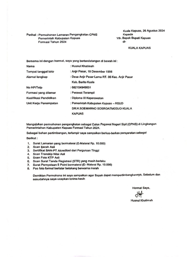 Surat lamaran salin | PDF