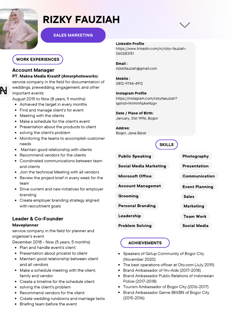 Rizky Fauziah's CV | PDF | Business | Business Economics