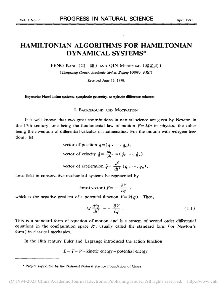 [4]Hamiltonian Algorithms for Hamiltonian Dynamical Systems | PDF