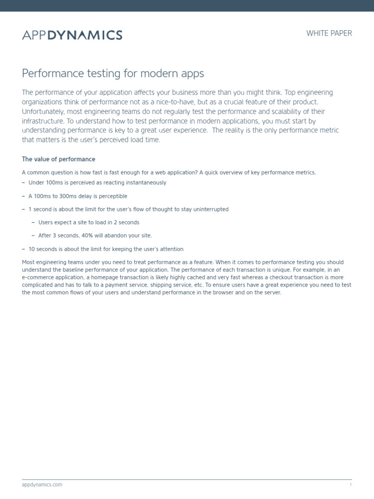 White Paper Performance Testing For Modern Apps | PDF | Networking ...
