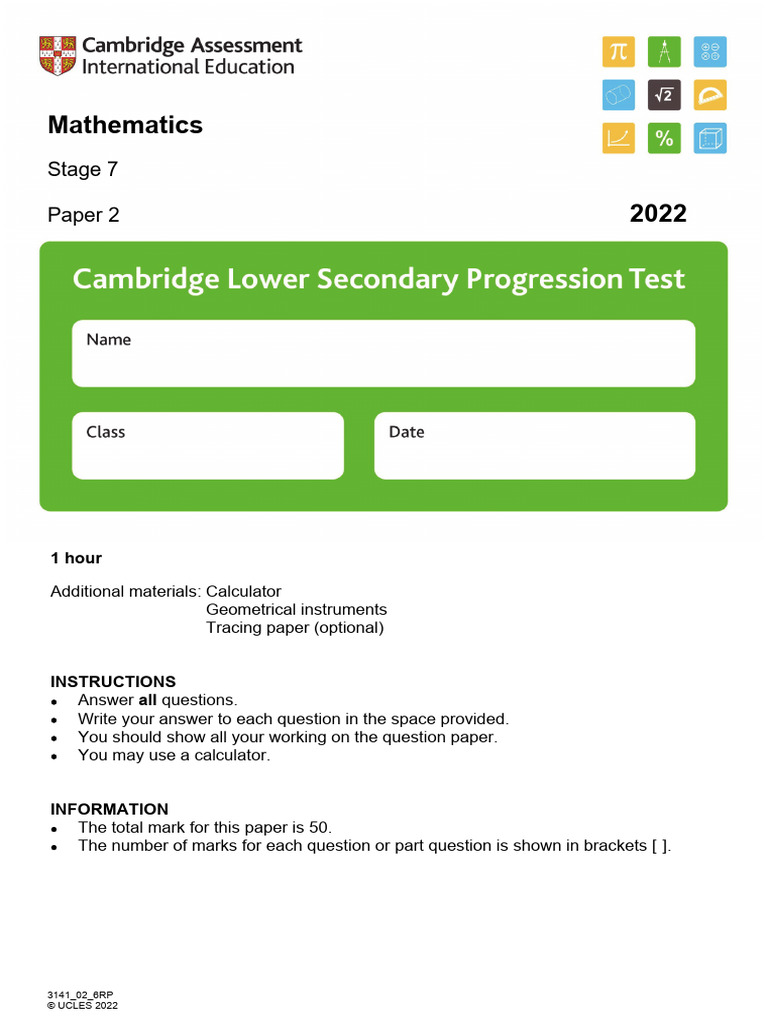 Maths - Stage 7 - 02 - QP - 2022 Nov 23 | PDF | Rectangle | Shape