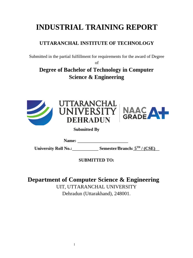 Industrial Training Report on Web Development | PDF | Web Development ...