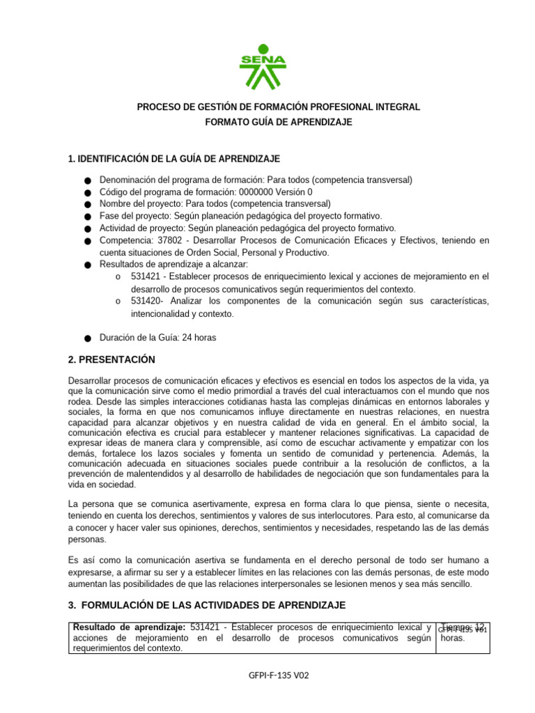 Guía de Aprendizaje 1 RAP 1 y RAP 2 | PDF | Comunicación | Aprendizaje