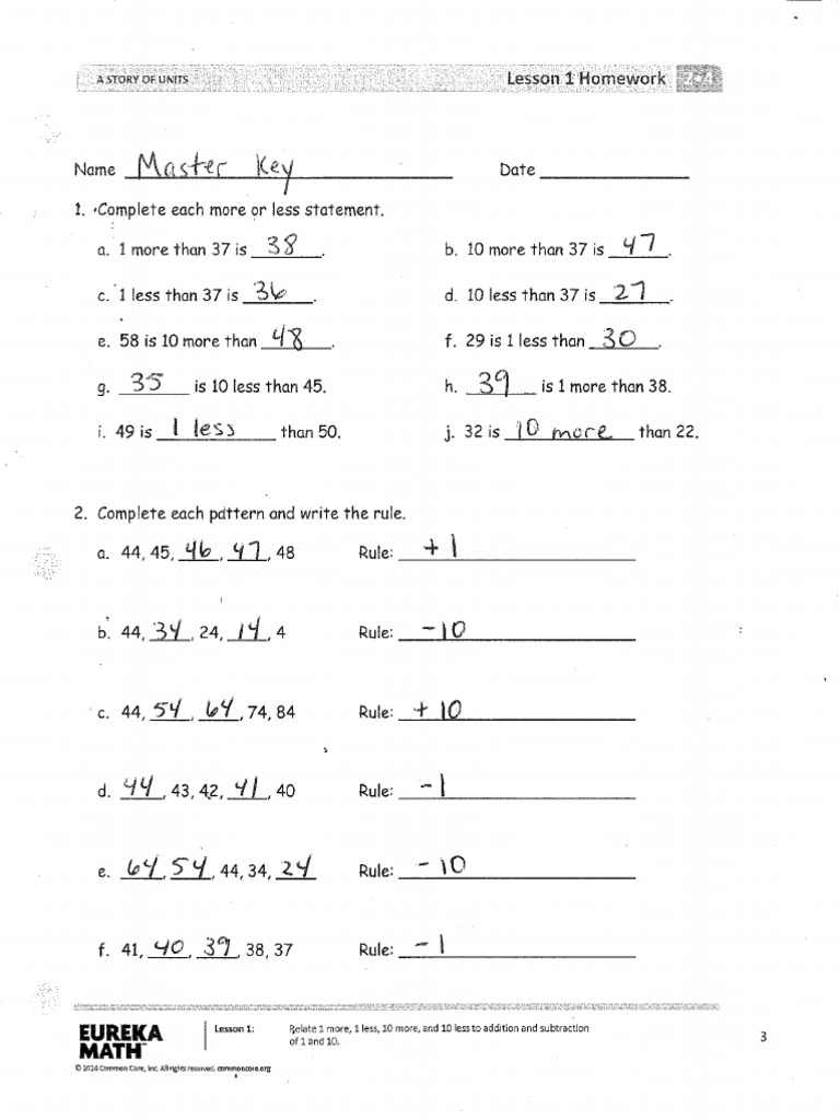 Homework Answer Key Lesson 1-15 3 | PDF