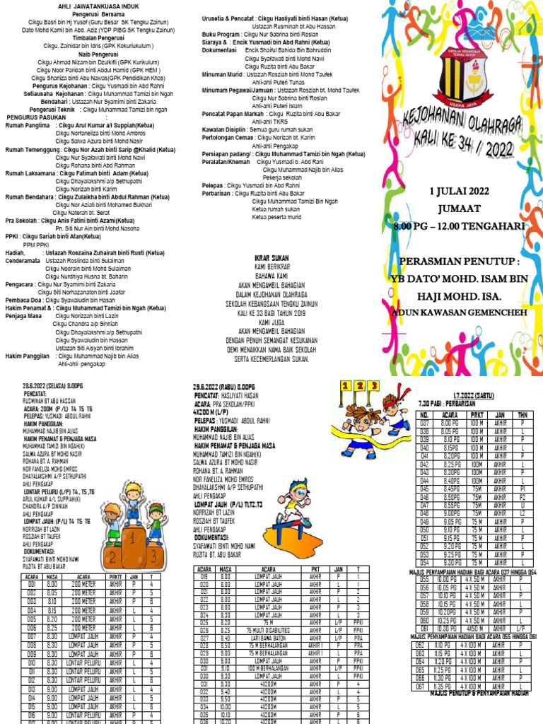 Buku Program Sukan Sekolah | PDF