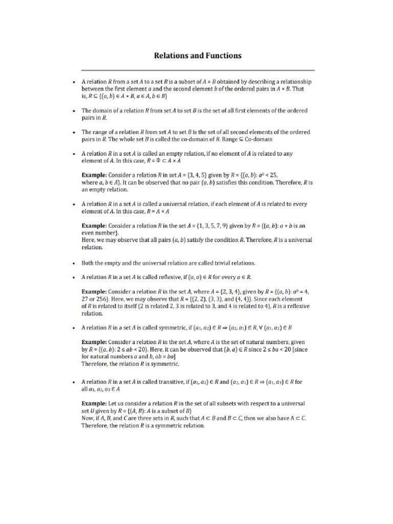 Class 12 Maths Revision Notes | PDF