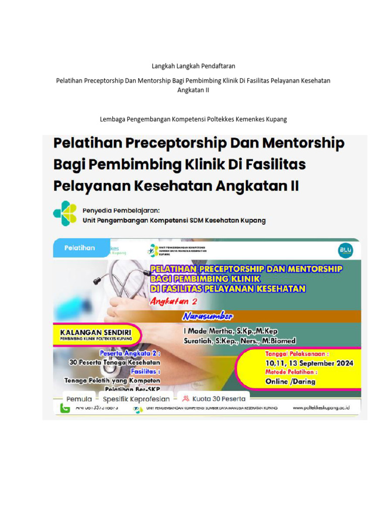 Langkah Langkah Pendaftaran Pelatihan Preceptorship Dan Mentorship Bagi ...