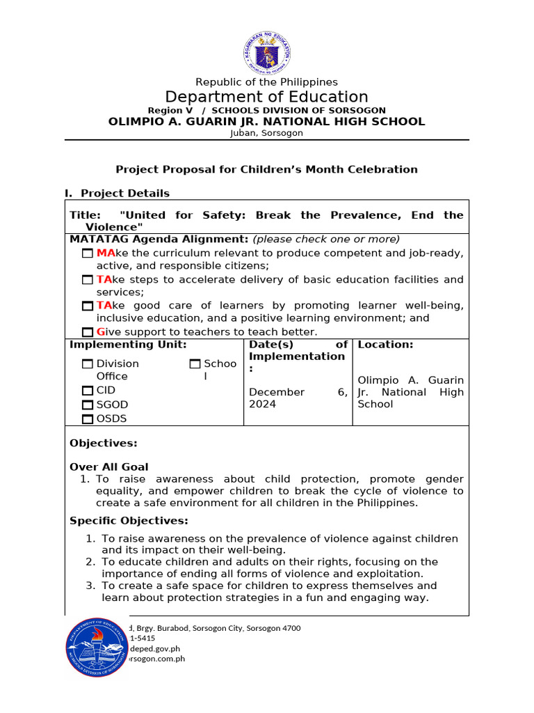Oag-Project Proposal Gad-December 2024 | PDF | Child Abuse | Child Neglect