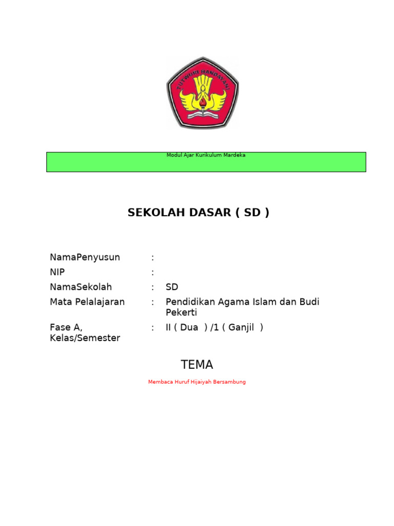 Modul Ajar Kelas 1 Bab 1 Membaca Huruf Hijaiyah Bersambung | PDF