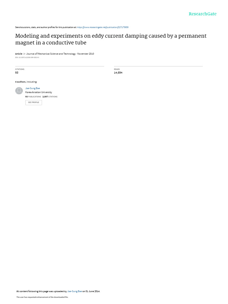 Eddy Current Damping in Conductive Tubes | PDF | Damping | Electric Current