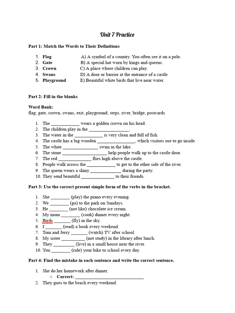 Unit 7 PRESENT SIMPLE Practice | PDF