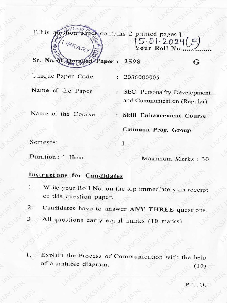 Personality Development Watermark | PDF