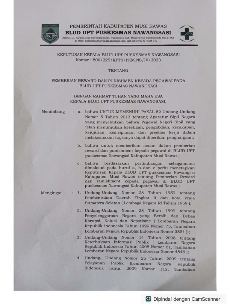 8.E. Sk Pemberian Reward dan Punishment | PDF