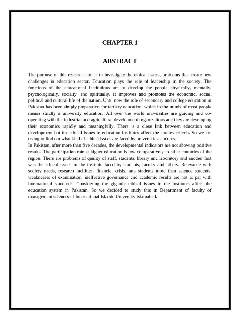 Ethical Issues in Pakistan's Education Sector | PDF | Morality | Science