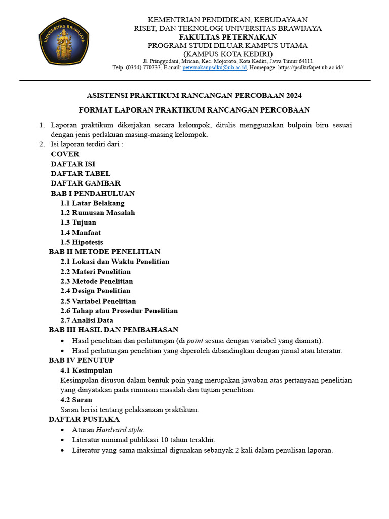 Ketentuan Laporan Praktikum Rancob 2024 | PDF