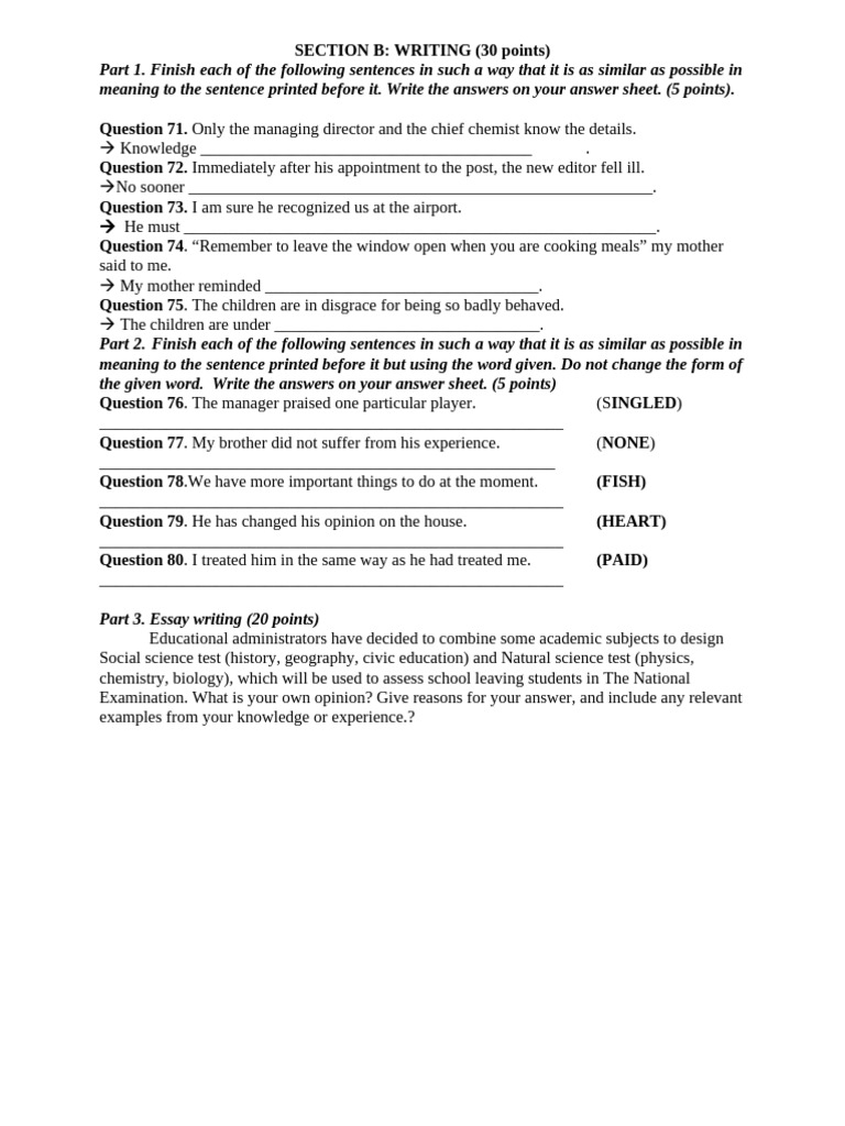 SECTION B- WRITING | PDF