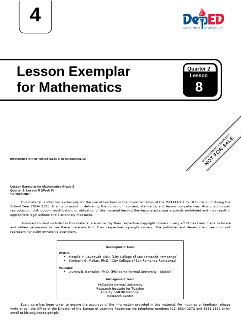 Q2_LE_Mathematics 4_Lesson 8_Week 8 | PDF | Subtraction | Mathematics