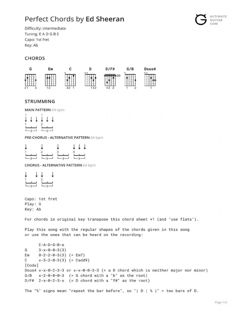 Ed Sheeran - Perfect - Guitar Chords | PDF