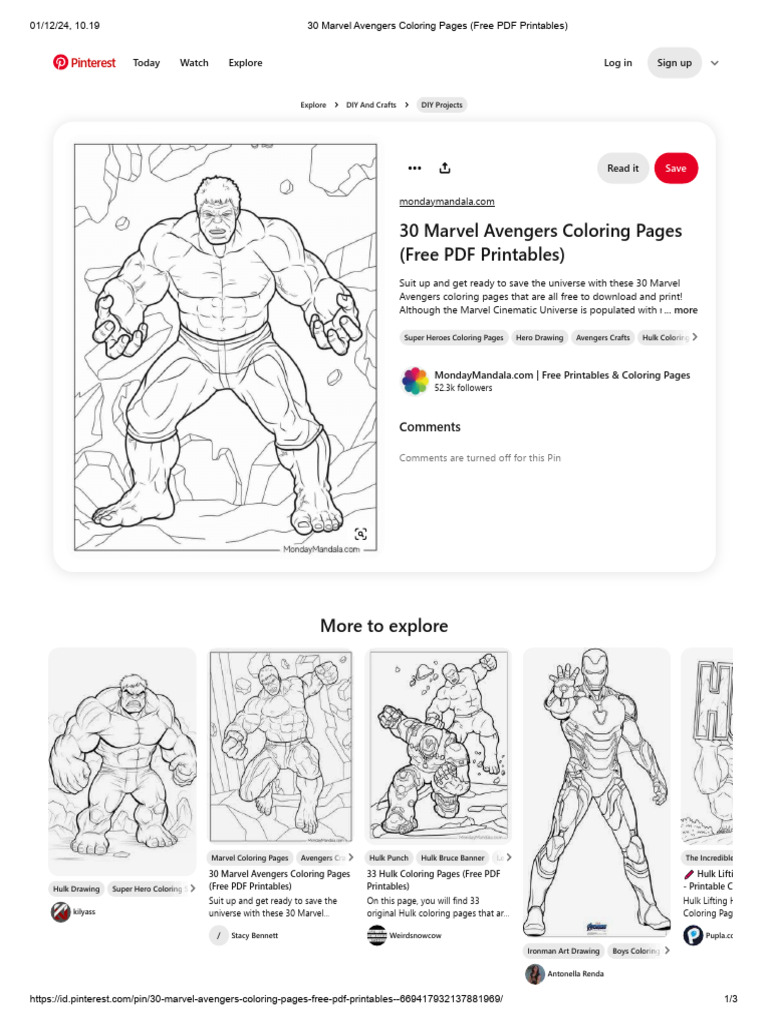 30 Free Marvel Avengers Coloring Pages | PDF | Marvel Entertainment ...