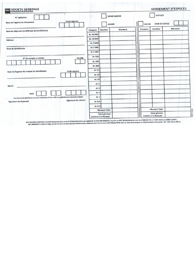 Bordereau de Versement | PDF