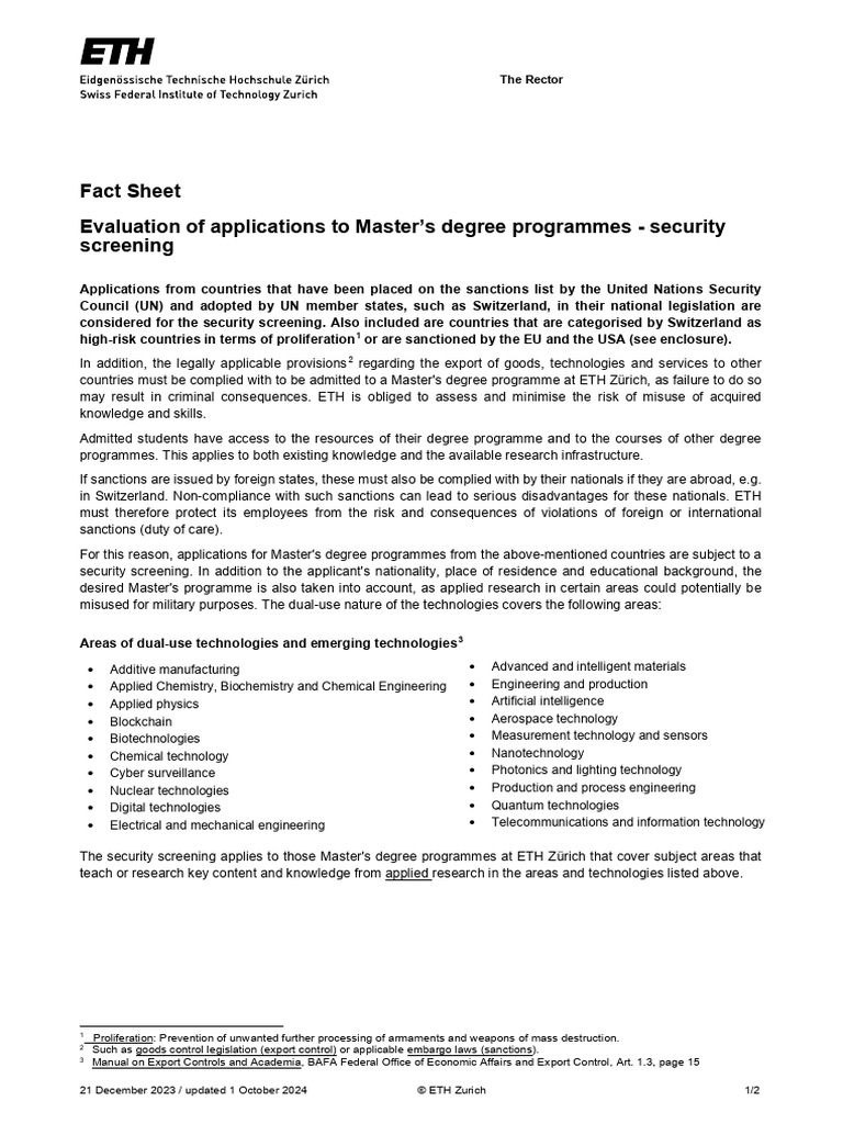 Fact Sheet Security Screening Master Studies | PDF | Engineering | Science
