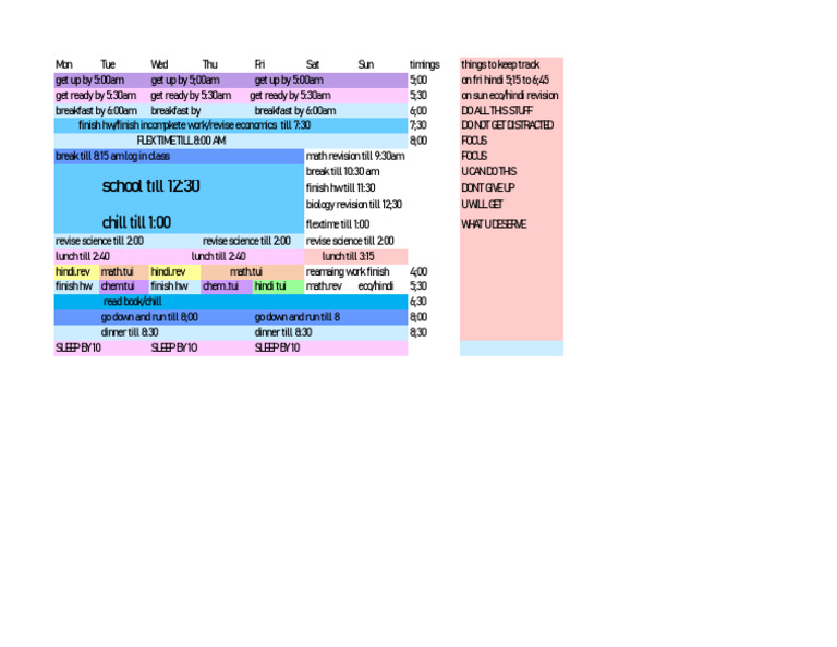 Timetable For Online Classes | PDF